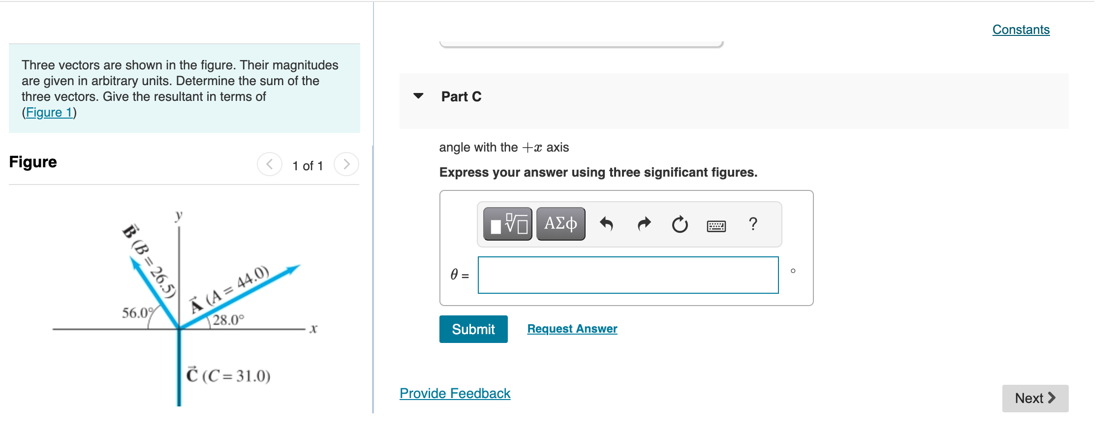 Solved Three vectors are shown in the figure. Their | Chegg.com