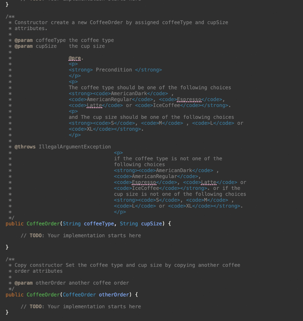 Solved /** * Create CoffeeOrders * * | Chegg.com