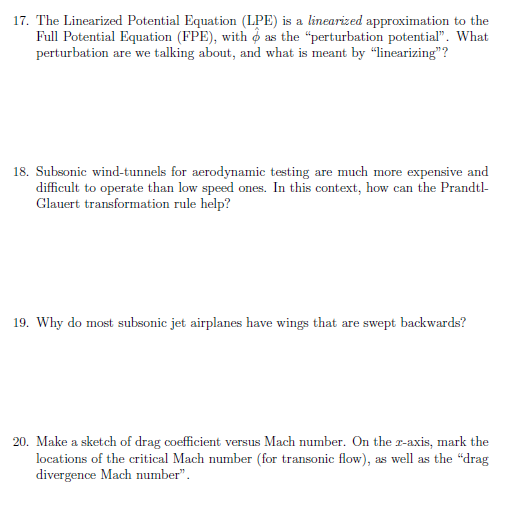 17. The Linearized Potential Equation (LPE) is a Full | Chegg.com