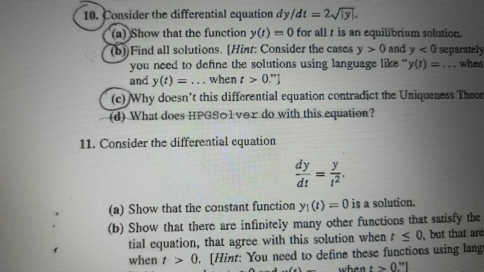 Solved ( 10. Consider the differential equation dy/dt = | Chegg.com