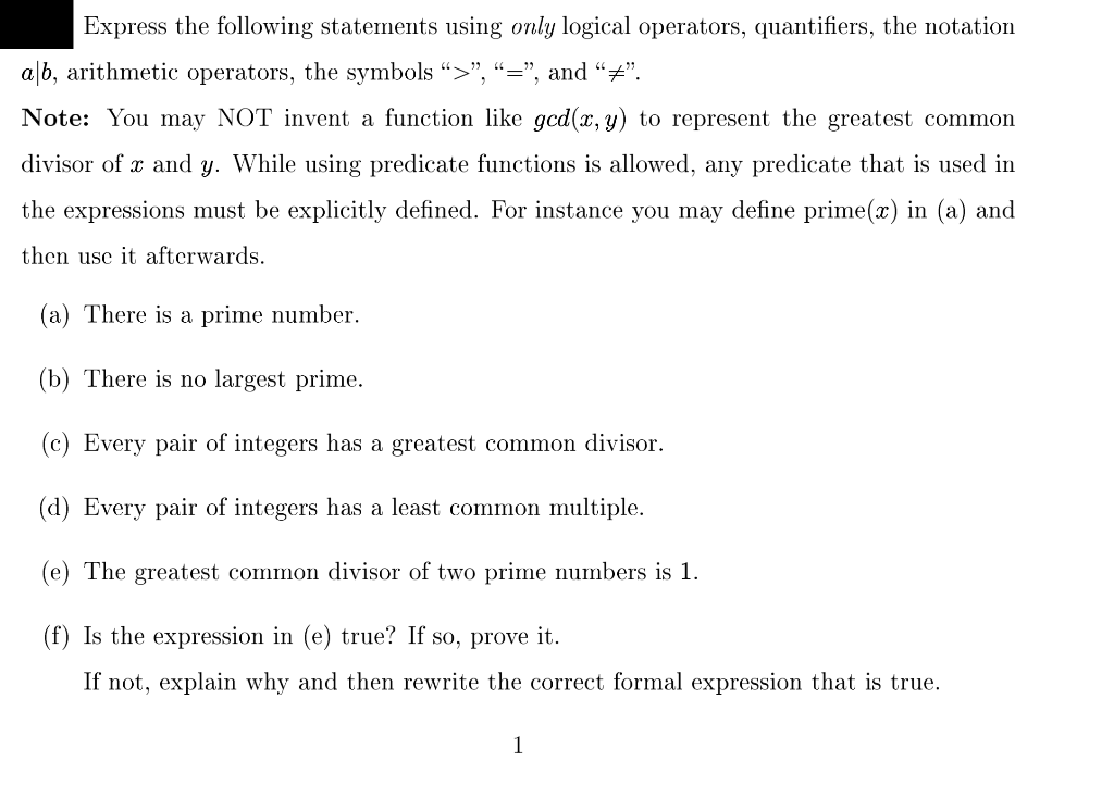Solved Express the following statements using only logical | Chegg.com