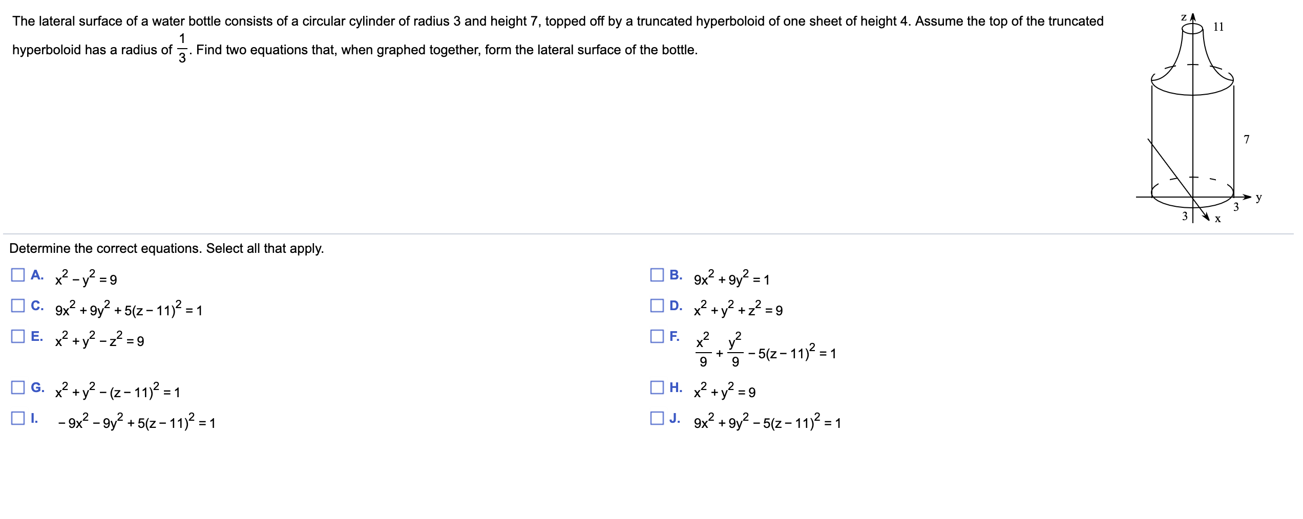 Solved 11 The lateral surface of a water bottle consists of | Chegg.com