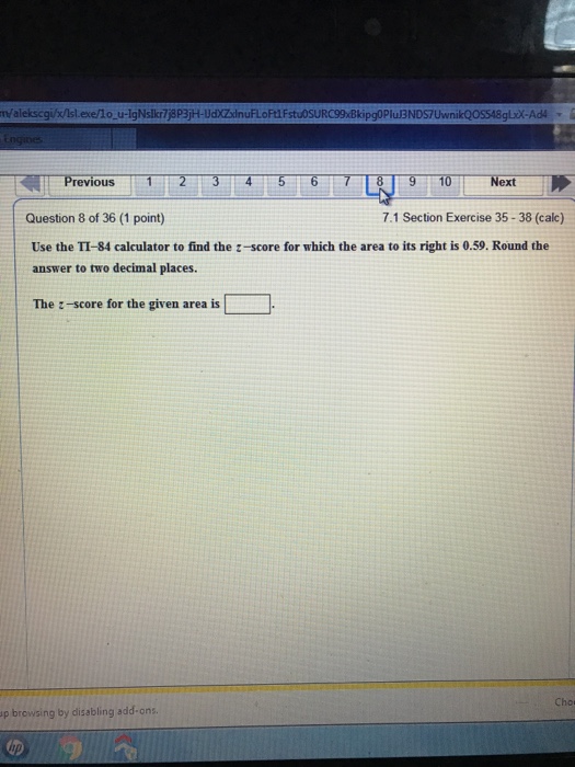 Solved Question 8 of 36 (1 point) Use the TI-84 calculator | Chegg.com