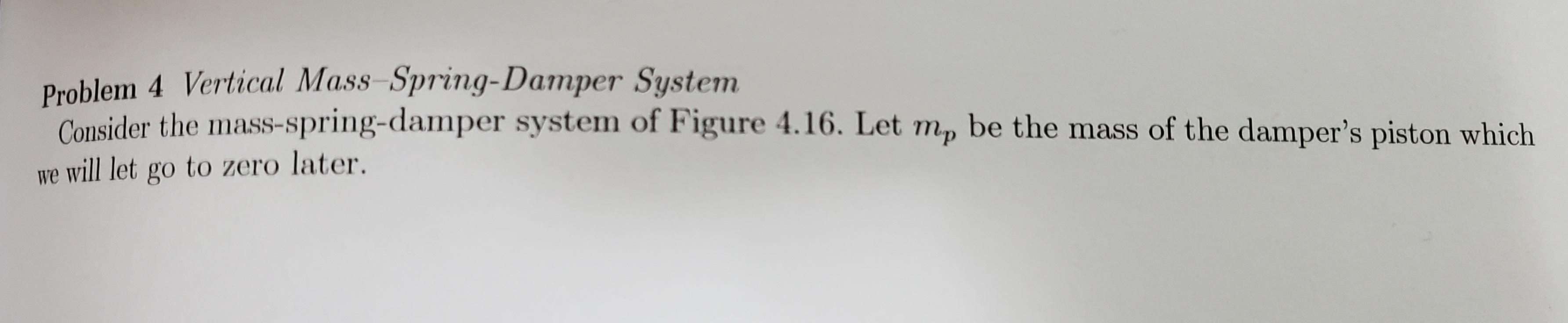 Problem 4 Vertical Mass-Spring-Damper System Consider | Chegg.com