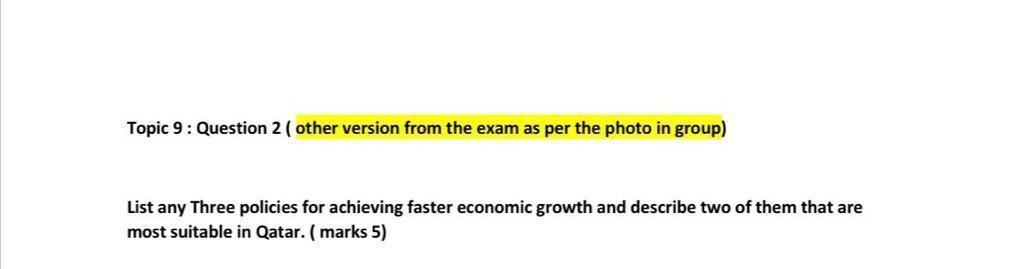 Solved List any Three policies for achieving faster economic | Chegg.com