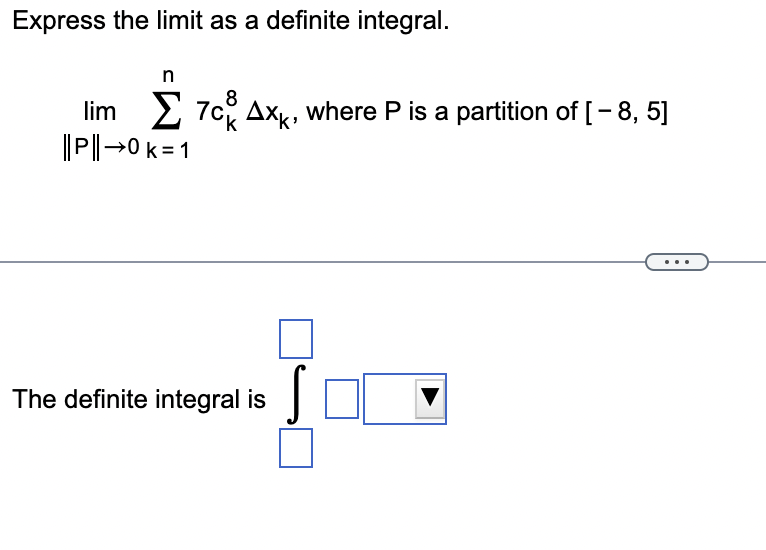 Solved Express the limit as a definite integral. The | Chegg.com