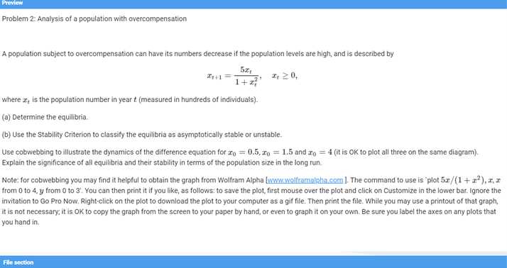 Solved Preview Problem 2: Analysis of a population with | Chegg.com