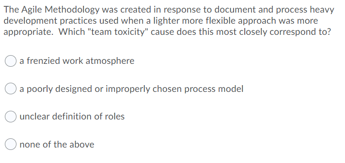 Solved The Agile Methodology was created in response to | Chegg.com