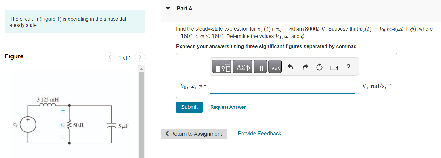Solved The circuit in is operating in the sinusoidal steady | Chegg.com