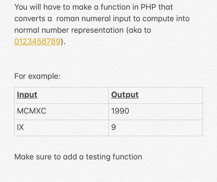 Solved You Will Have To Make A Function In PHP That Converts Chegg