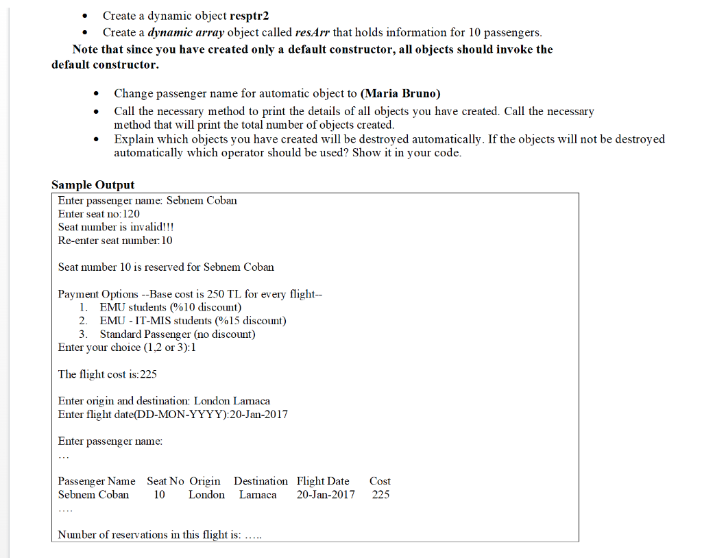 flightRes pName: string //passenger name seatNo:int | Chegg.com