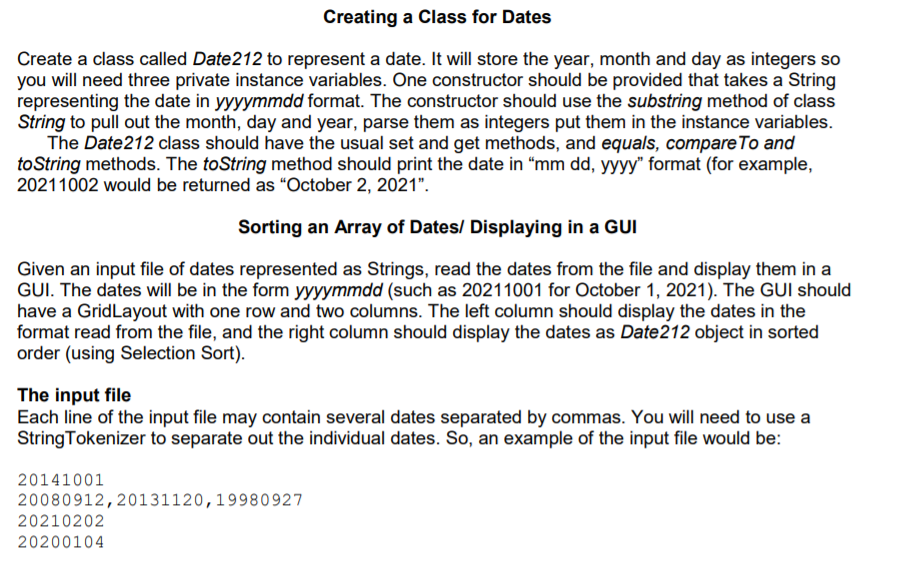 Solved Creating a Class for Dates Create a class called | Chegg.com
