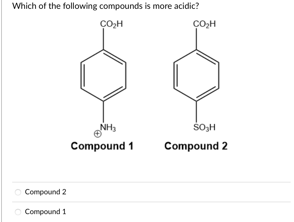 Solved Which of the following compounds is more acidic? CO2H | Chegg.com