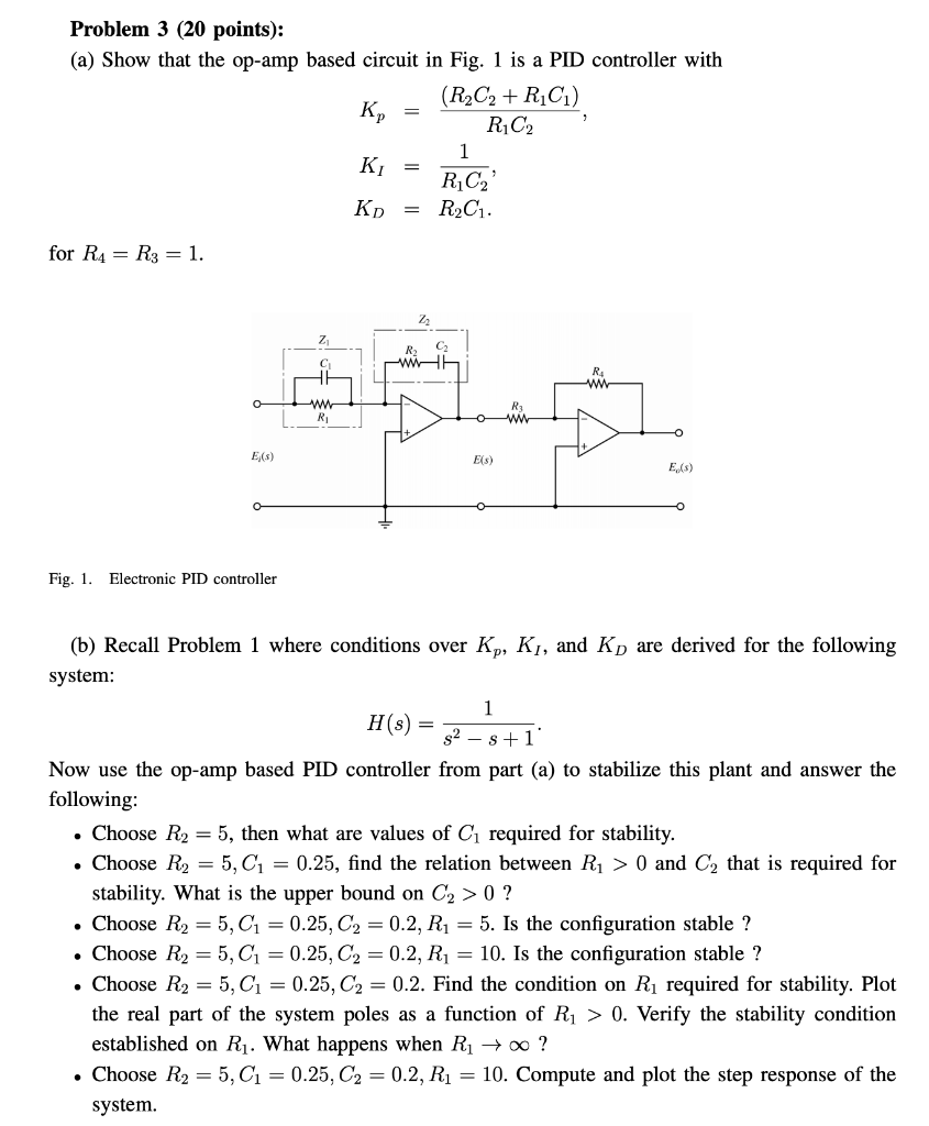 Problem 3 (20 points): (a) Show that the op-amp based | Chegg.com