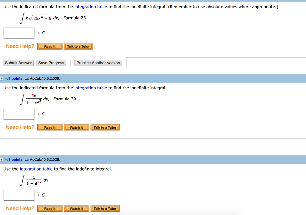 Solved Use the indicated formula from the integration table | Chegg.com