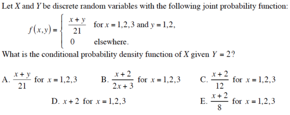 Solved Let X and Ybe discrete random variables with the | Chegg.com