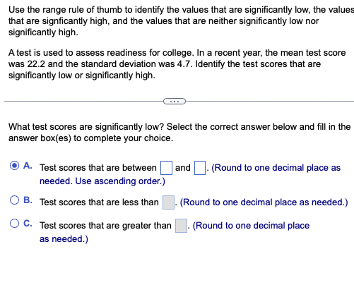 Solved Use the range rule of thumb to identify the values | Chegg.com