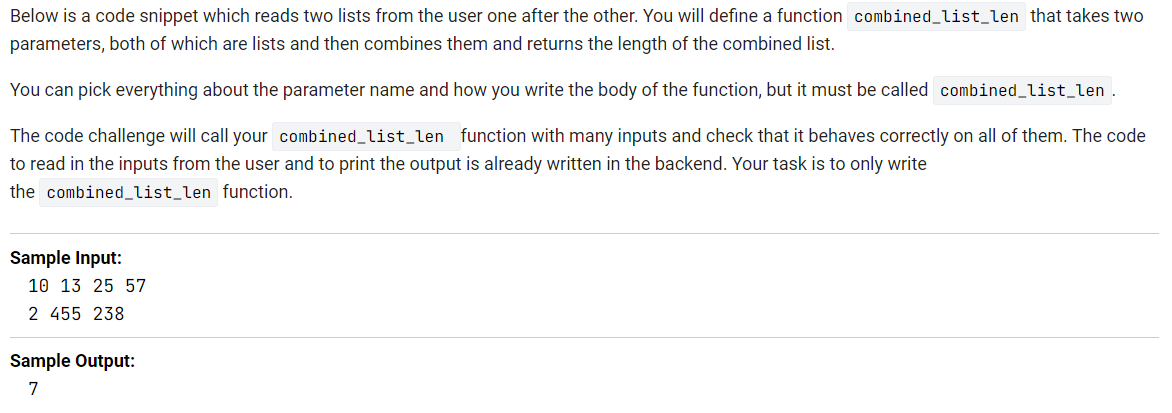 Solved Below is a code snippet which reads two lists from | Chegg.com