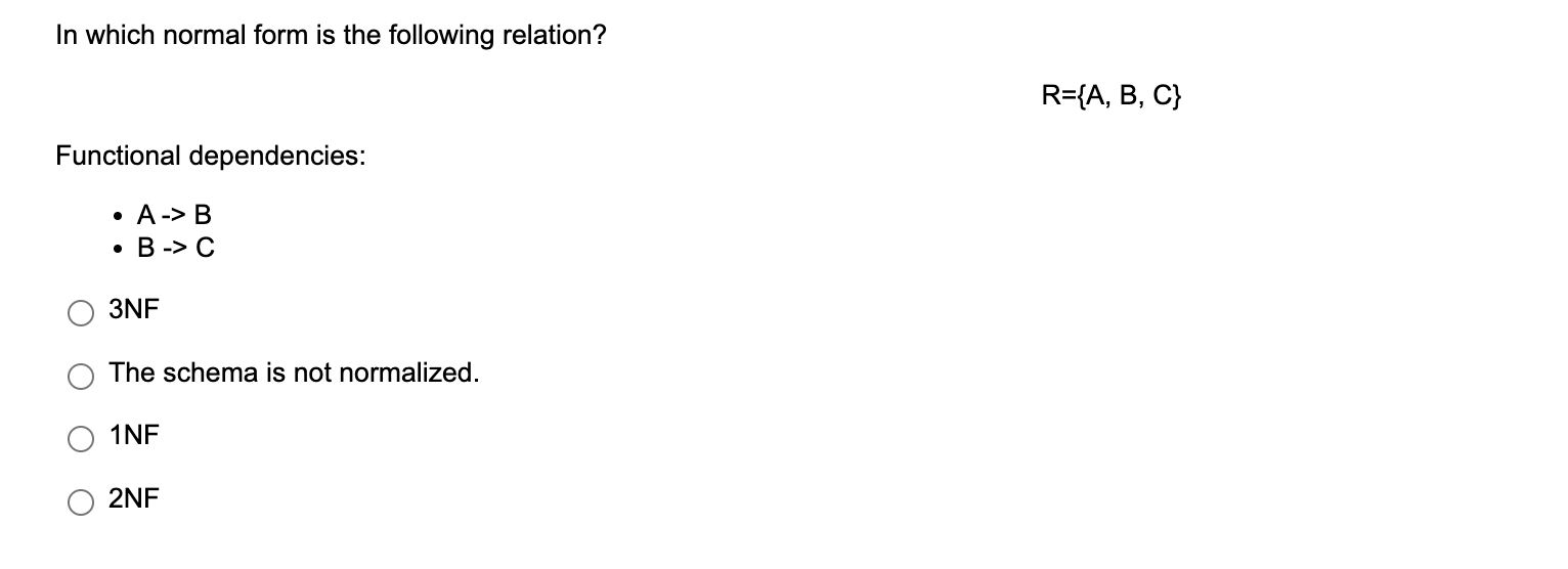 Solved In which normal form is the following relation? | Chegg.com