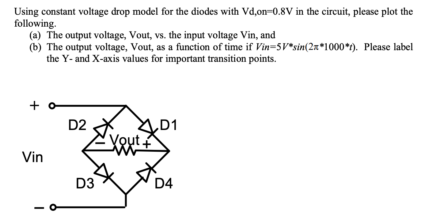 Solved Using constant voltage drop model for the diodes with | Chegg.com