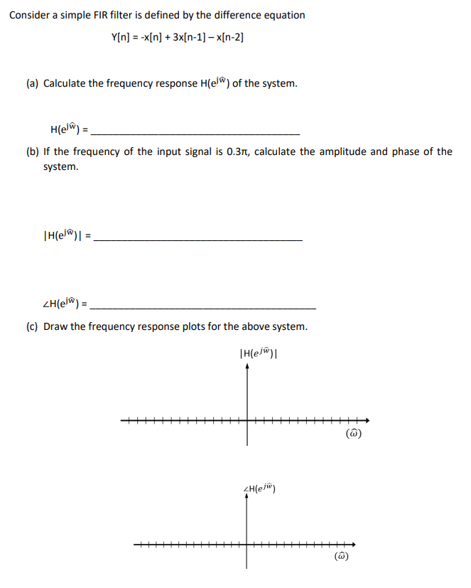Solved Consider a simple FIR filter is defined by the | Chegg.com