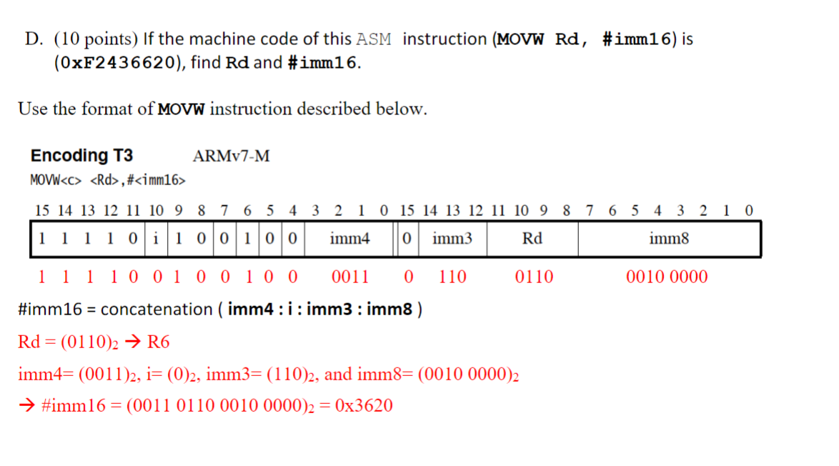 Solved D. (10 points) If the machine code of this ASM | Chegg.com
