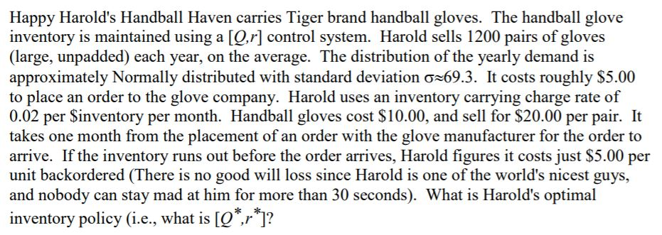 Solved Happy Harold's Handball Haven carries Tiger brand | Chegg.com