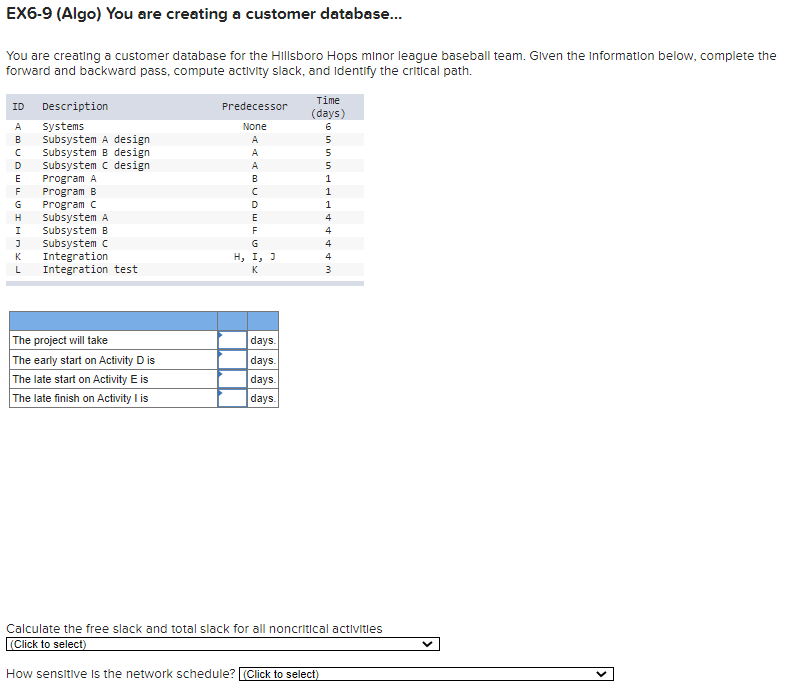 Solved EX6-9 (Algo) You are creating a customer database... | Chegg.com