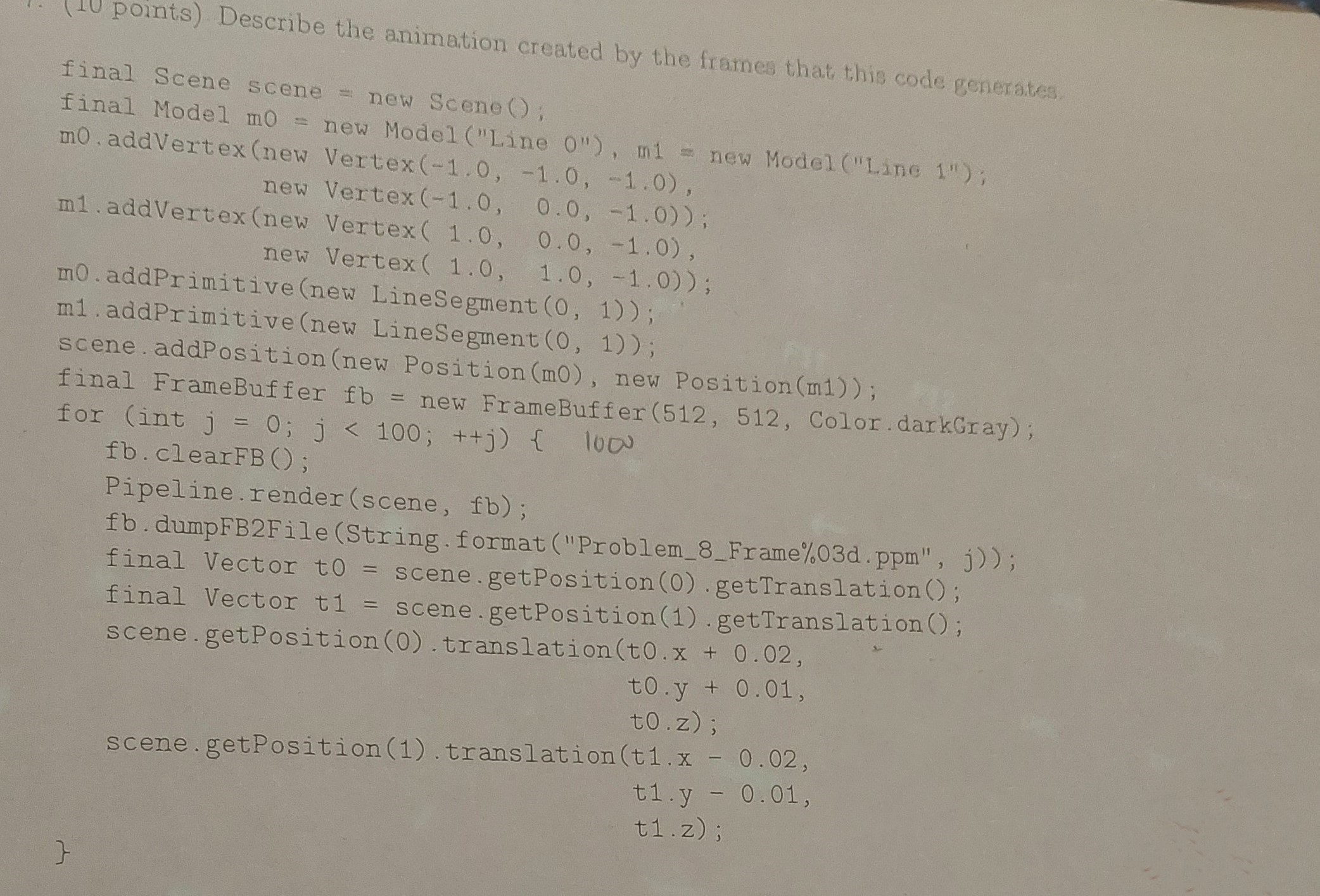Solved points) Describe the animation created by the frames | Chegg.com