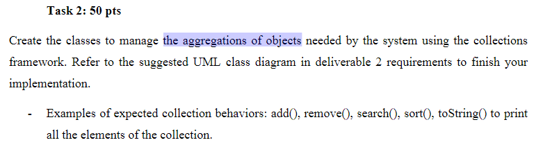 Solved Create the classes to manage the aggregations of | Chegg.com