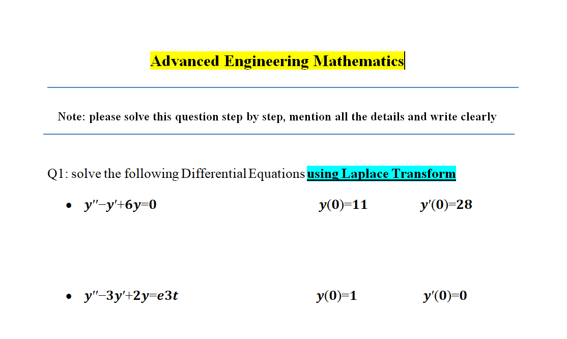 Solved Advanced Engineering Mathematics Note: please solve | Chegg.com