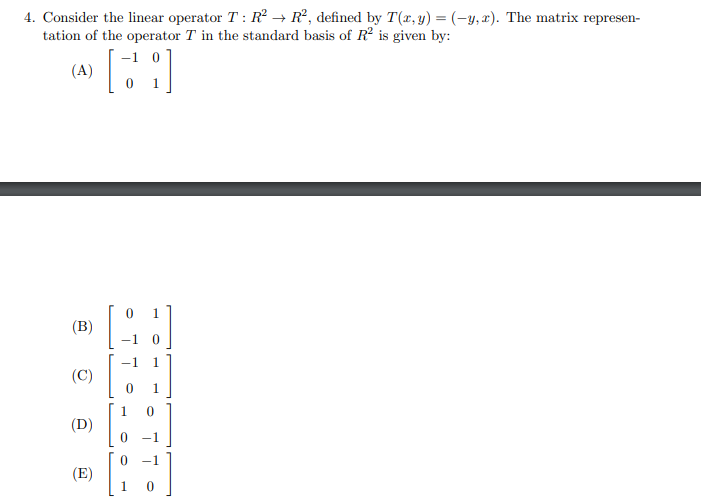 Solved 4. Consider the linear operator T:R2→R2, defined by | Chegg.com