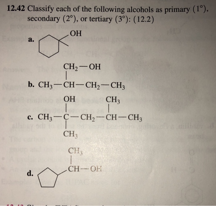 Solved 12.42 Classify each of the following alcohols as | Chegg.com