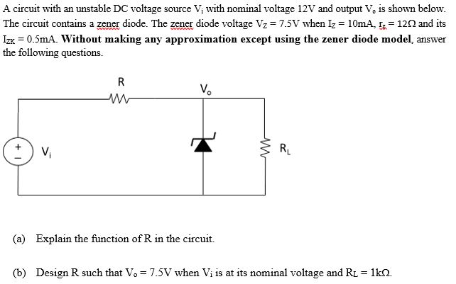 Solved A circuit with an unstable DC voltage source Vi with | Chegg.com