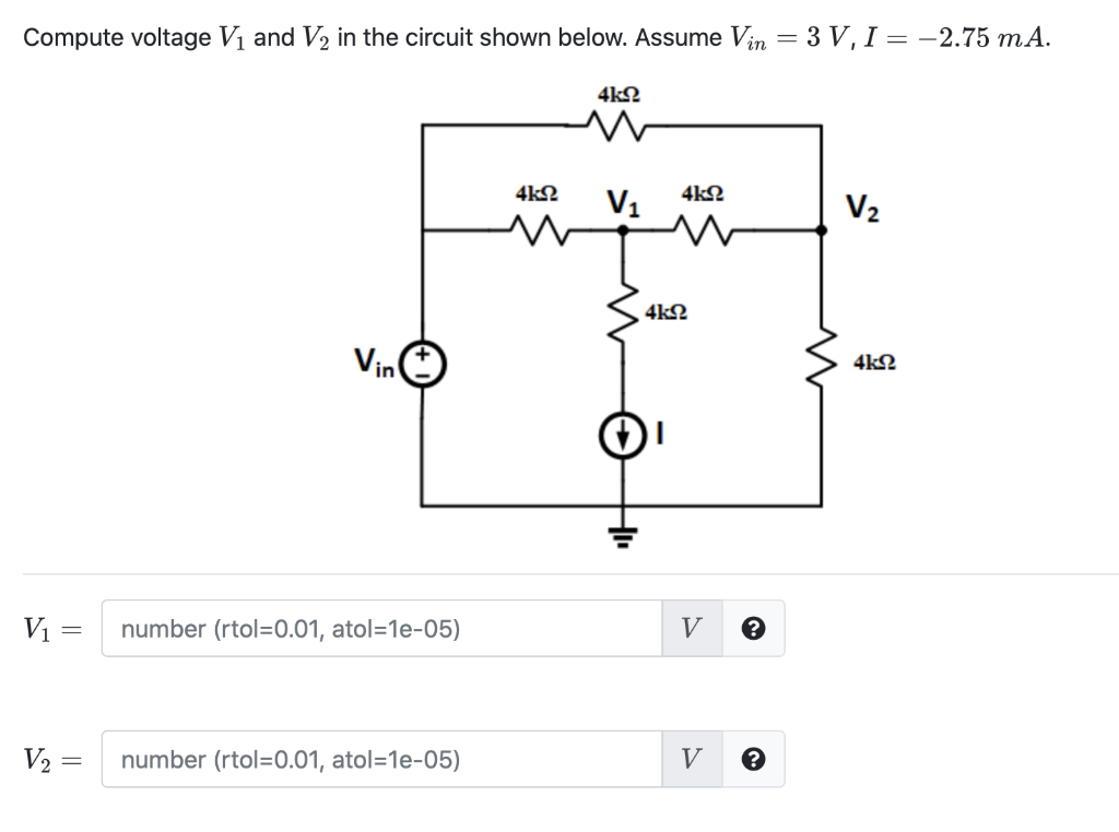 Solved Compute voltage V1 and V2 in the circuit shown below. | Chegg.com