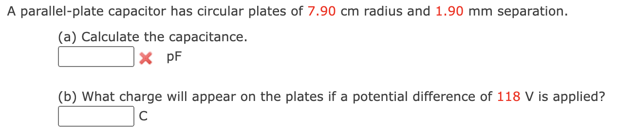 Solved A parallel-plate capacitor has circular plates of | Chegg.com