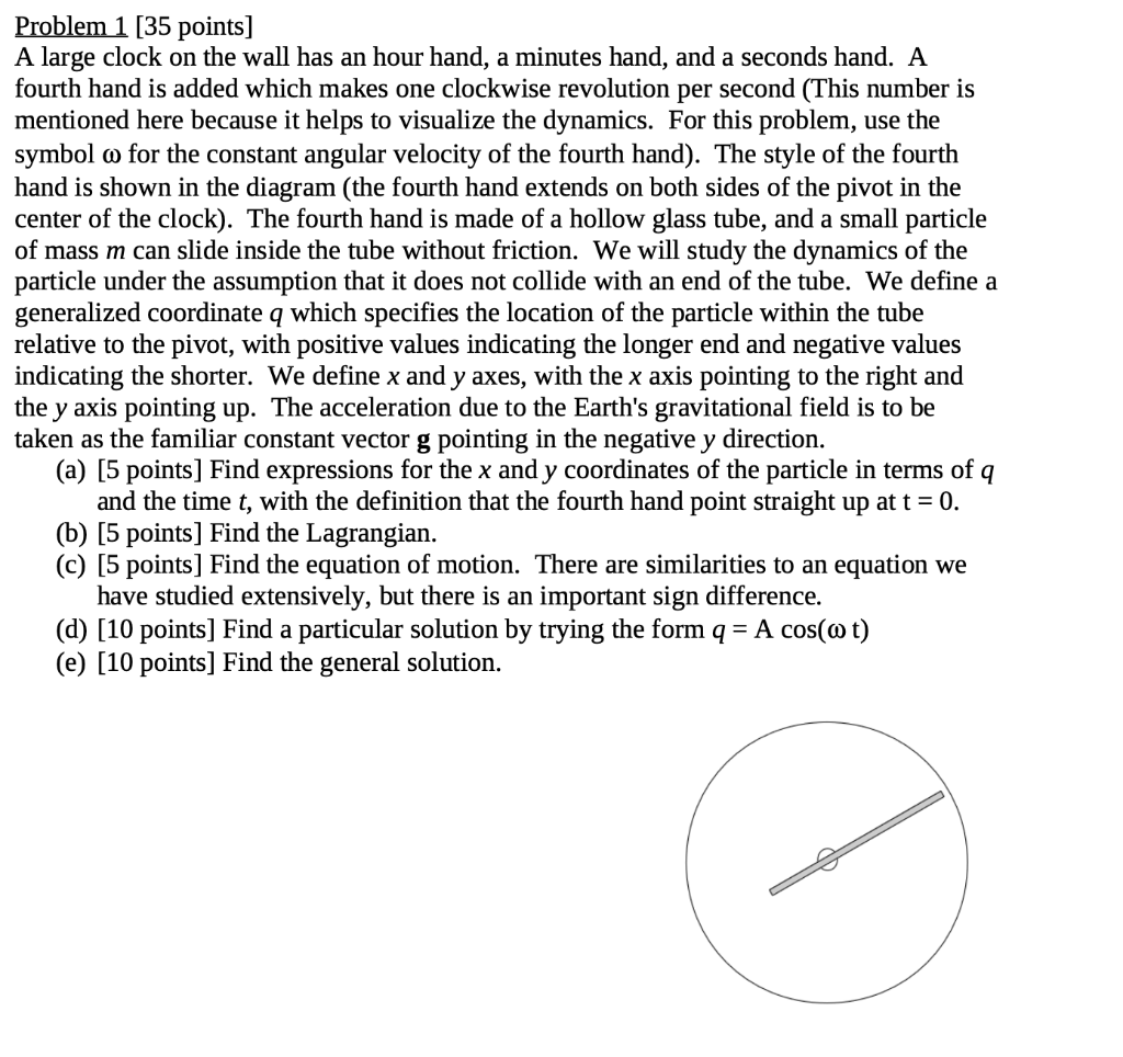 Solved Problem 1 [35 points] A large clock on the wall has | Chegg.com