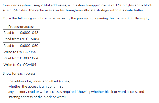 Solved Consider a system using 28-bit addresses, with a | Chegg.com