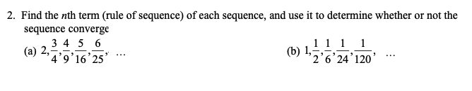 Solved 2. Find the nth term (rule of sequence) of each | Chegg.com