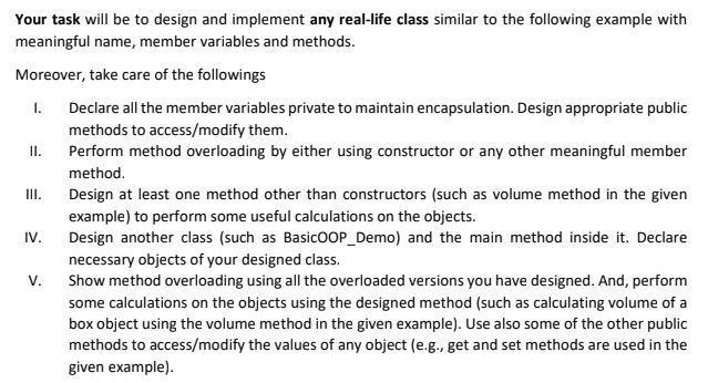 Solved Example: class Box{ private double | Chegg.com