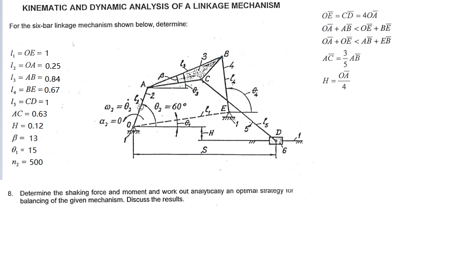 Solved KINEMATIC AND DYNAMIC ANALYSIS OF A LINKAGE MECHANISM | Chegg.com