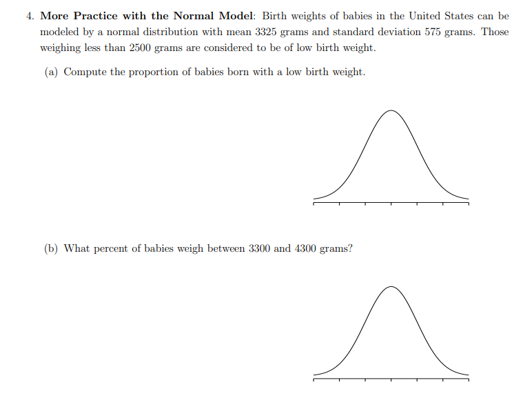 Solved 4. More Practice with the Normal Model: Birth weights | Chegg.com
