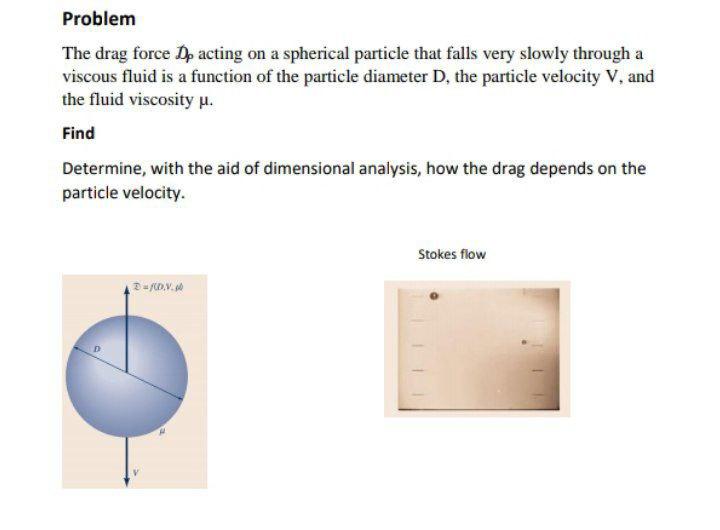 Solved Problem The drag force Do acting on a spherical | Chegg.com