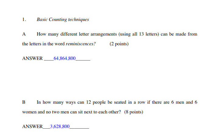 Solved A How many different letter arrangements (using all | Chegg.com
