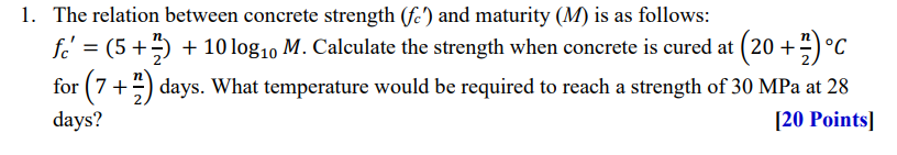Solved = 1. The relation between concrete strength (fc') and | Chegg.com