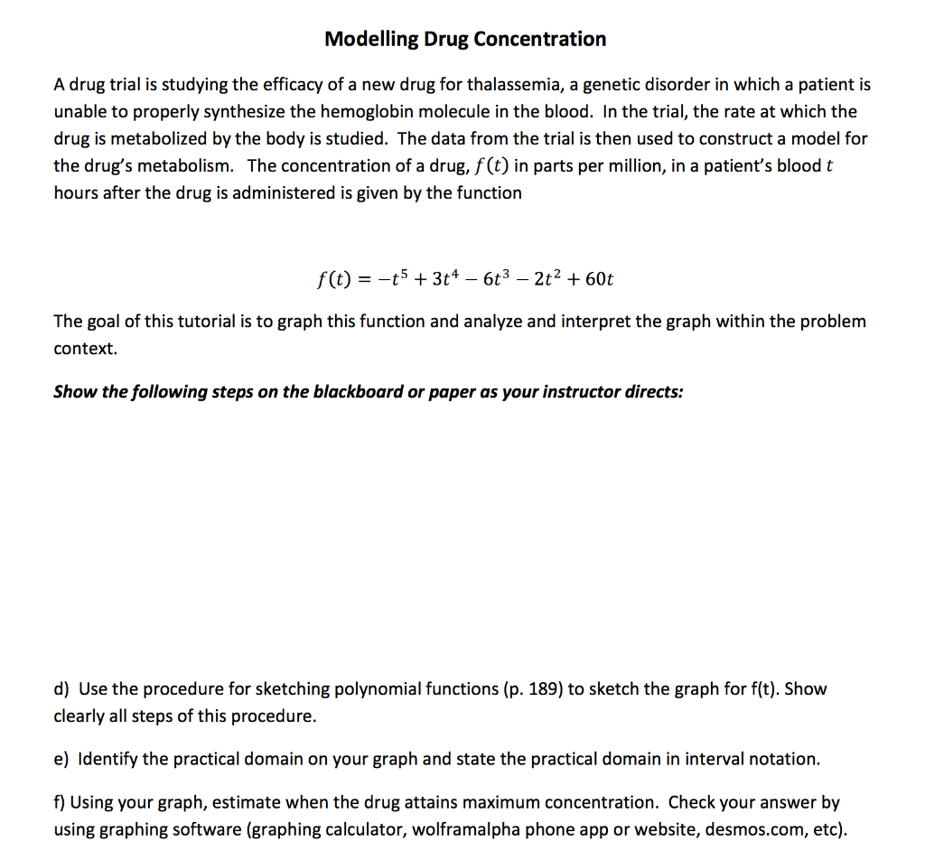 Solved Modelling Drug Concentration A drug trial is studying | Chegg.com