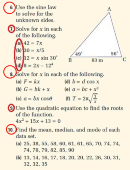 Solved 56 6. Use the sine law to solve for the unknown | Chegg.com