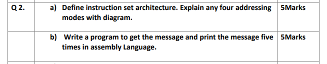 Solved Q2. a) Define instruction set architecture. Explain | Chegg.com