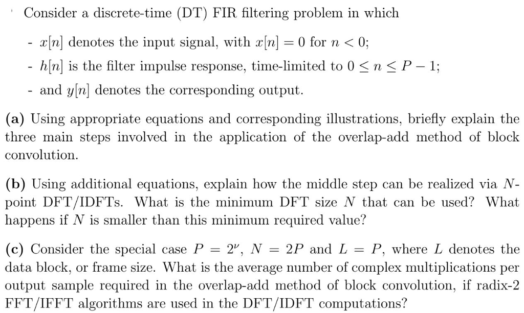Consider a discrete-time (DT) FIR filtering problem | Chegg.com