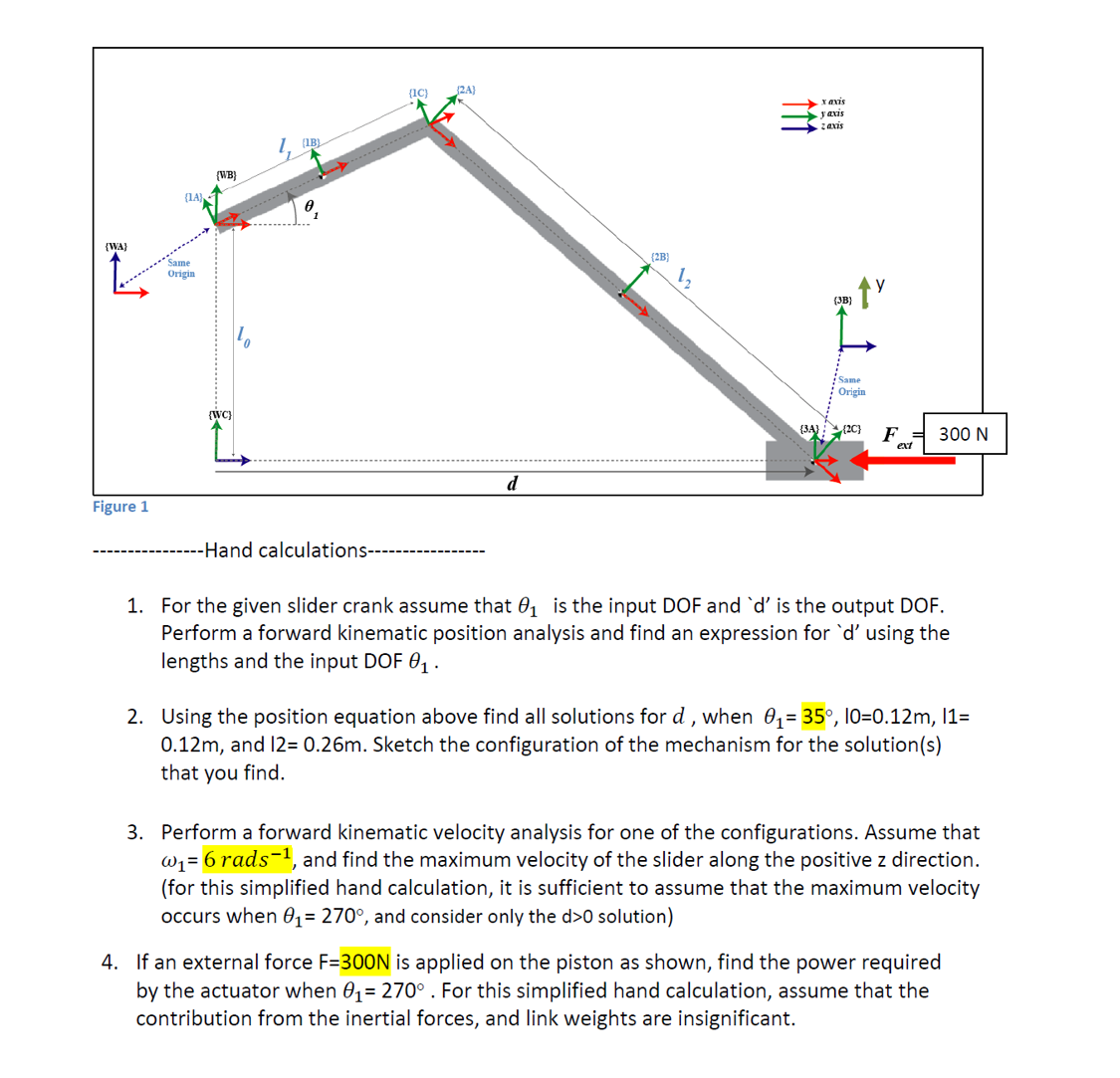 Solved -Hand calculations- 1. For the given slider crank | Chegg.com